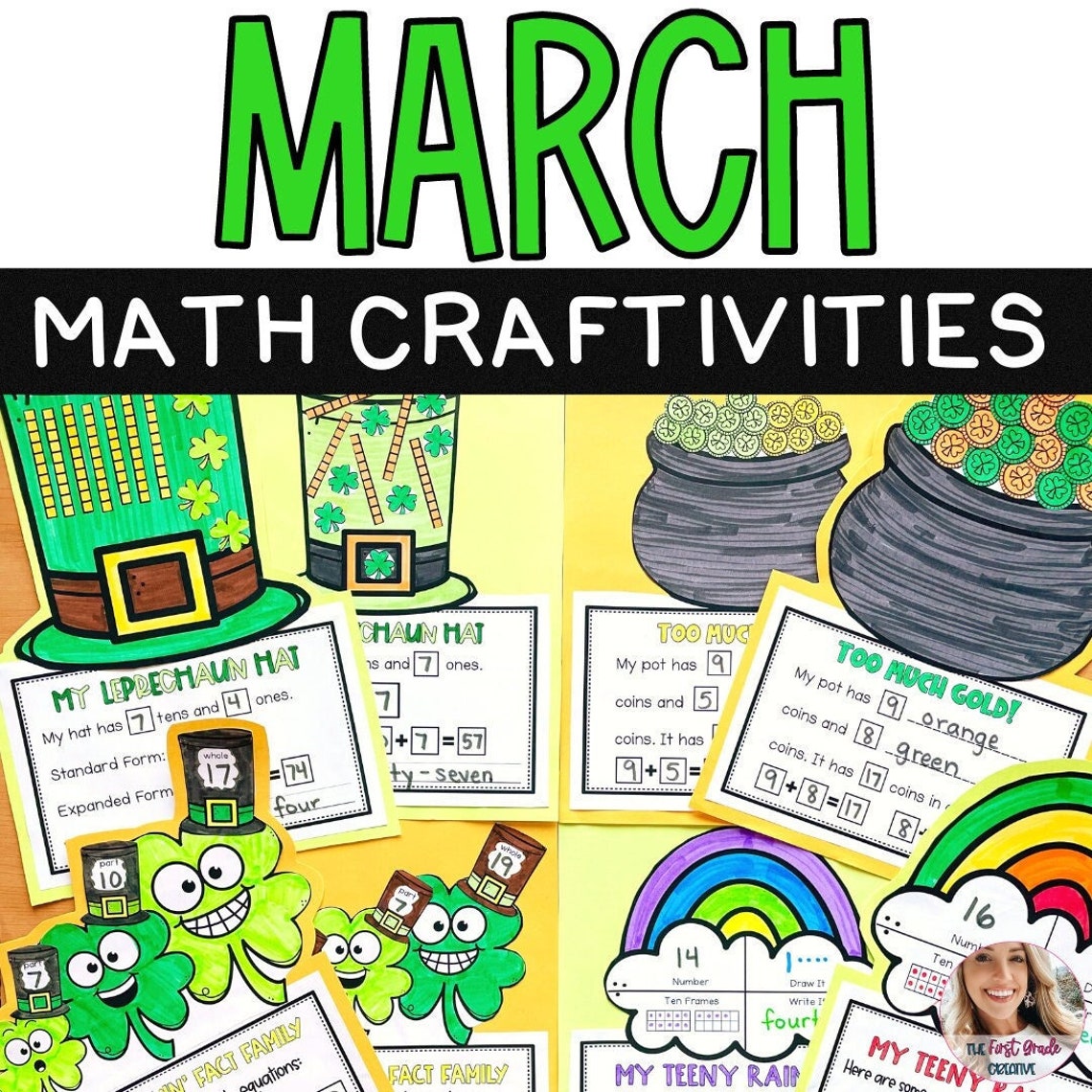 March Math Crafts / St Patricks Day Math Activities / Addition / Place ...