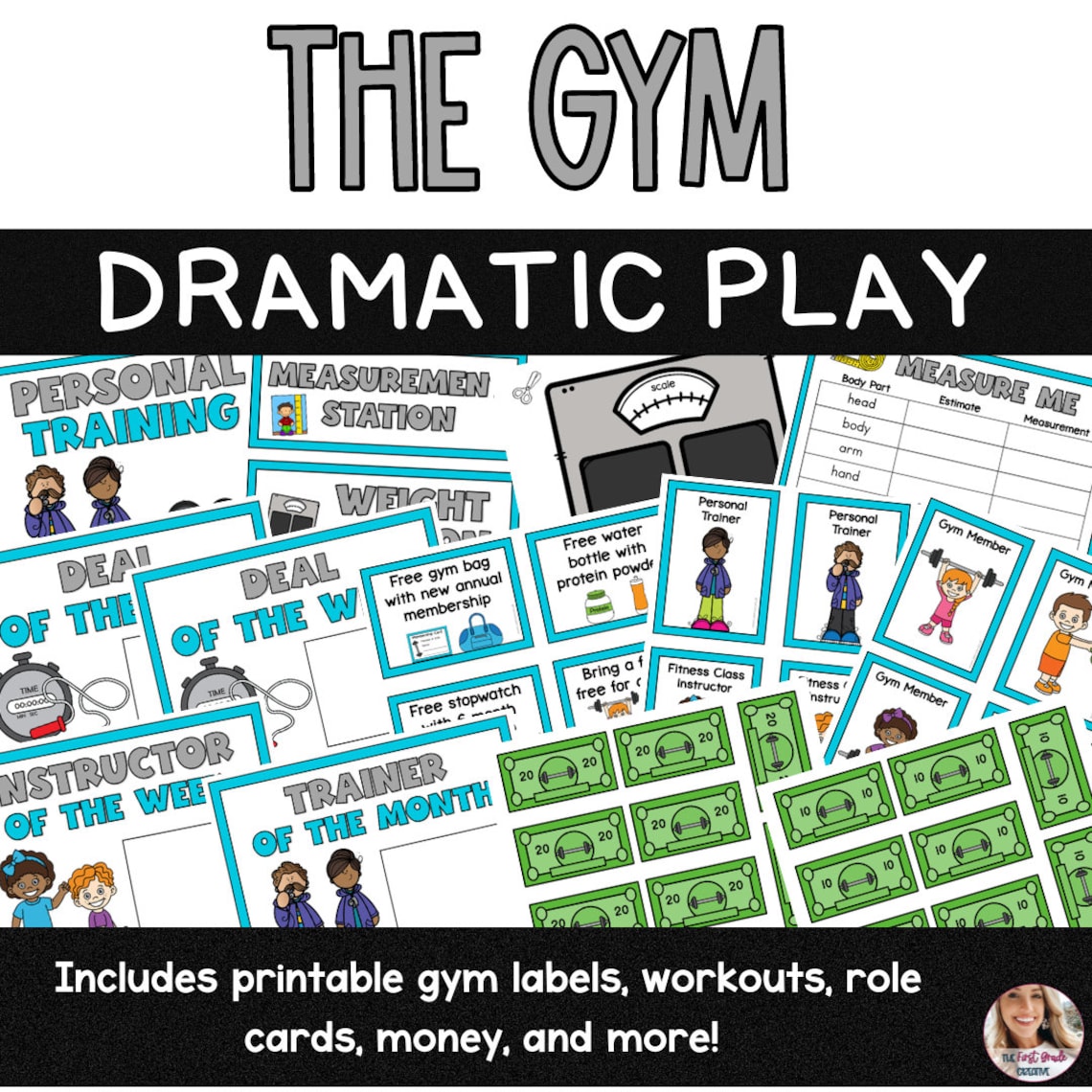 Gym Dramatic Play Center: Fitness Pretend Play Printables (digital ...