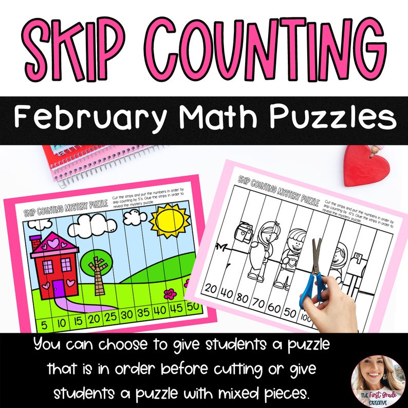 February Skip Counting Puzzles Counting by 2s 5s and 10s Printable Math ...