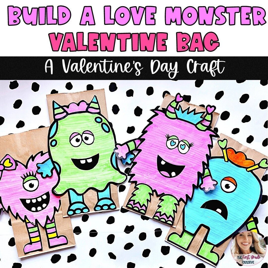 Valentines Day Bag / Build a Love Monster Bag Activity / Valentines Day ...