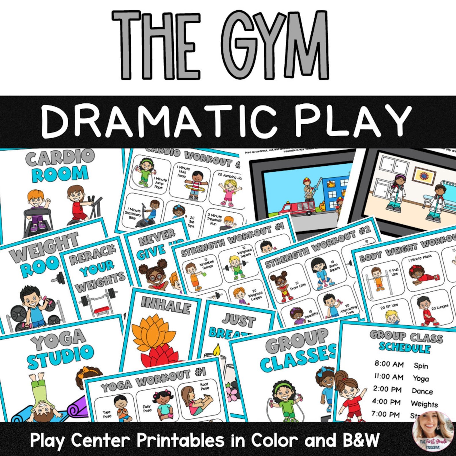 Gym Dramatic Play Center: Fitness Pretend Play Printables (digital ...