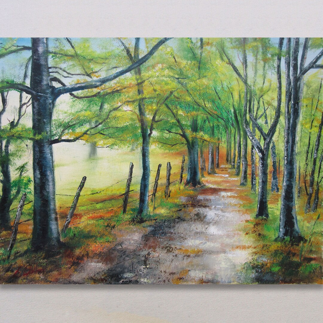 Tree Lined Path, Original Oil Painting on Stretched Canvas - Etsy UK