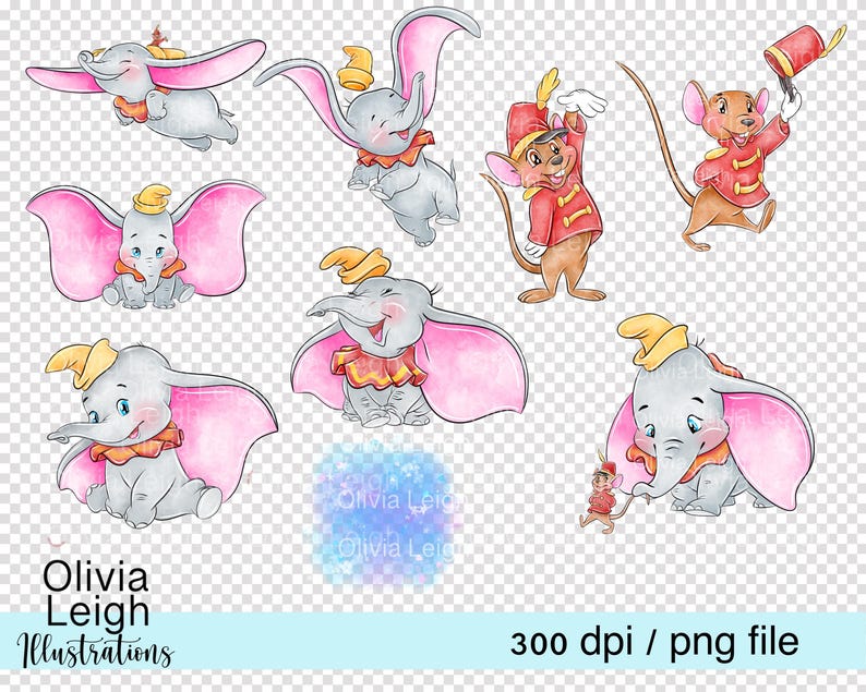 Baby Dumbo Watercolour Clipart Set, Digital Download Png Files - Etsy