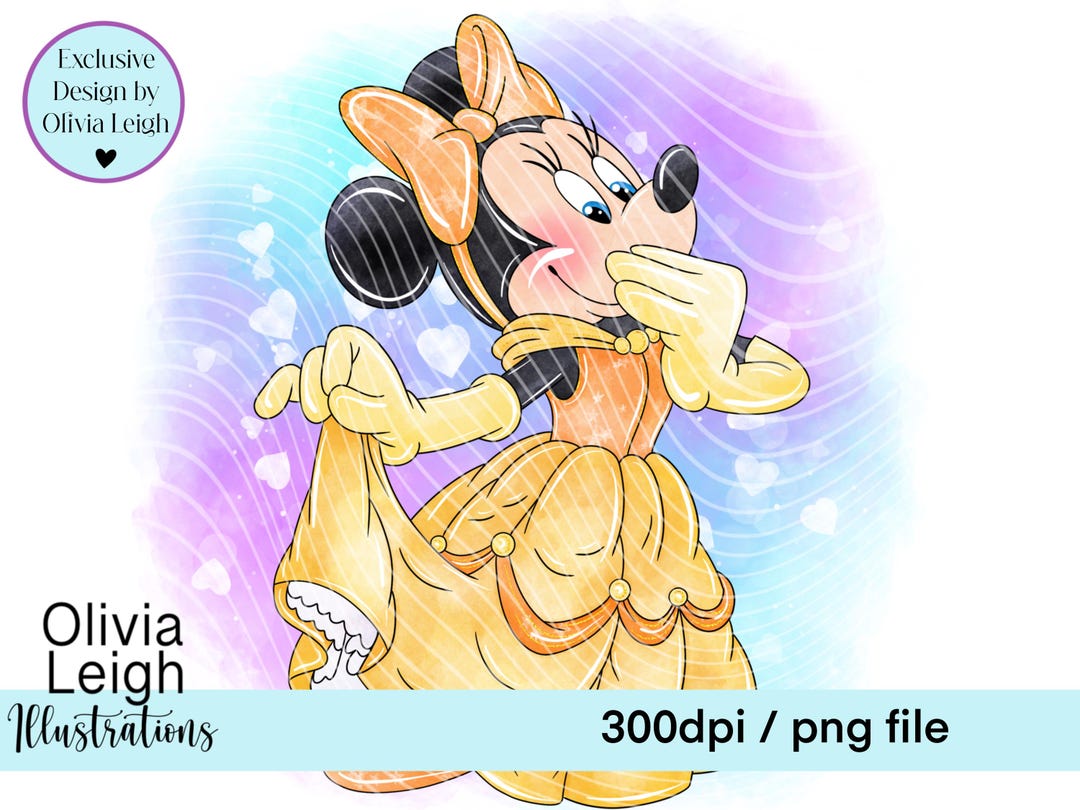 Minnie Mouse Princess Belle Watercolour Clipart, Digital Download Png ...