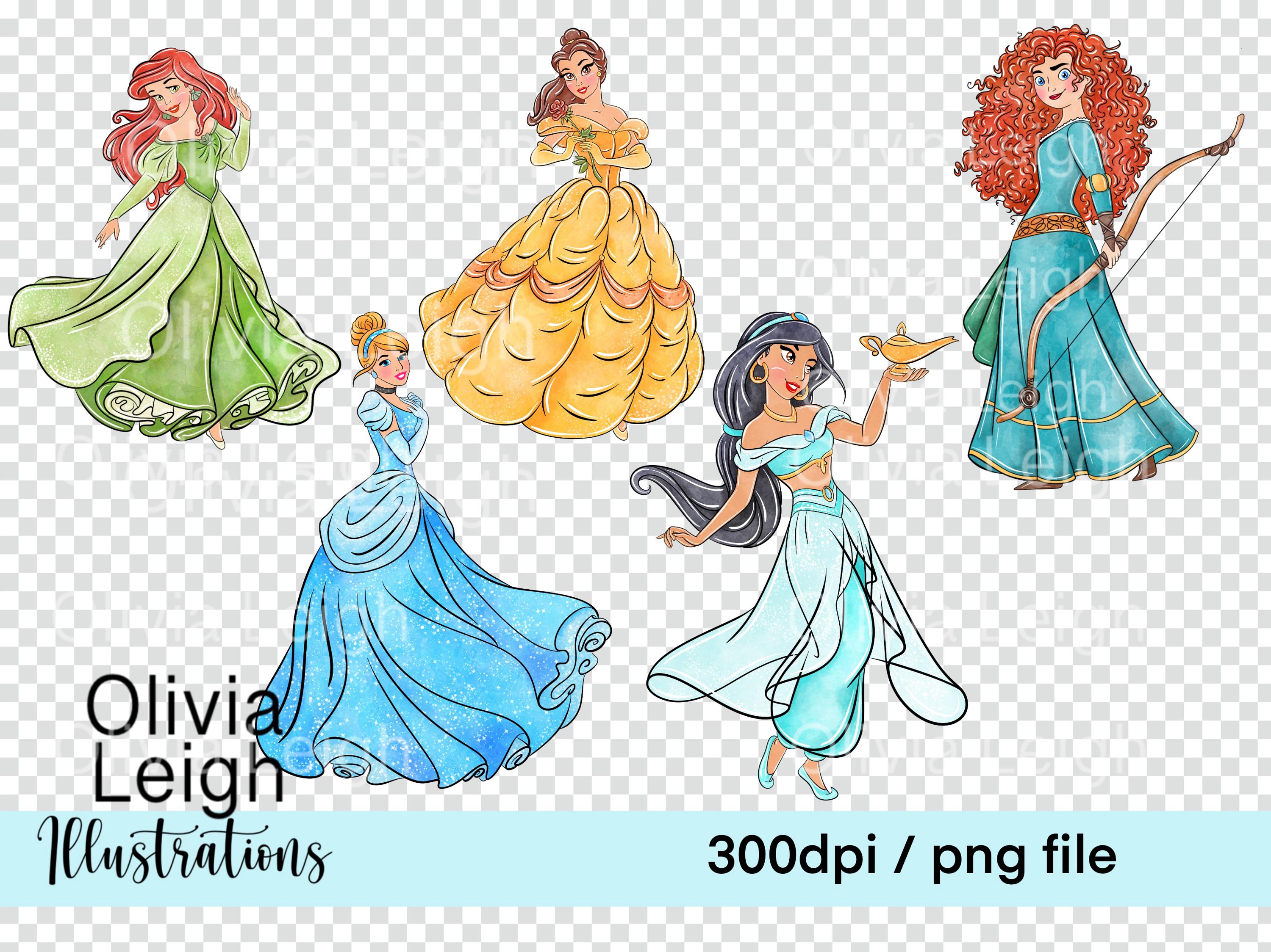 Princesses, Belle, Cinderella, Jasmine, Aurora, Rapunzel, Moana, Tiana ...