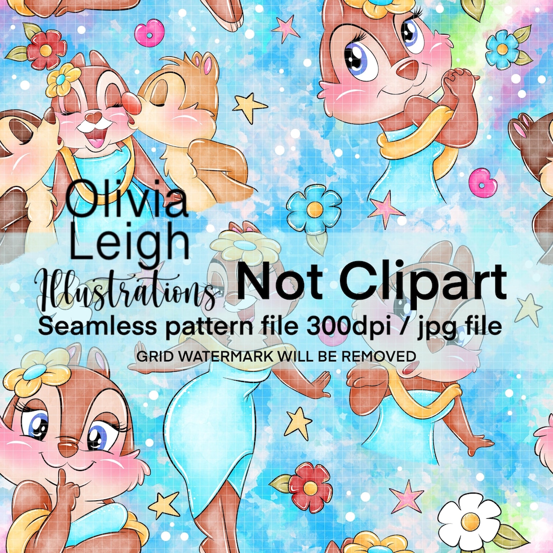 Clarice Chipmunk, Watercolour Seamless Repeat Pattern, Digital Download ...