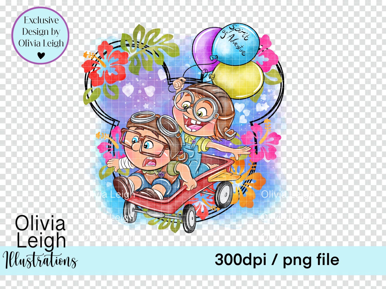 Up, Carl and Ellie, Balloon House Floral Cute Floral Watercolour ...