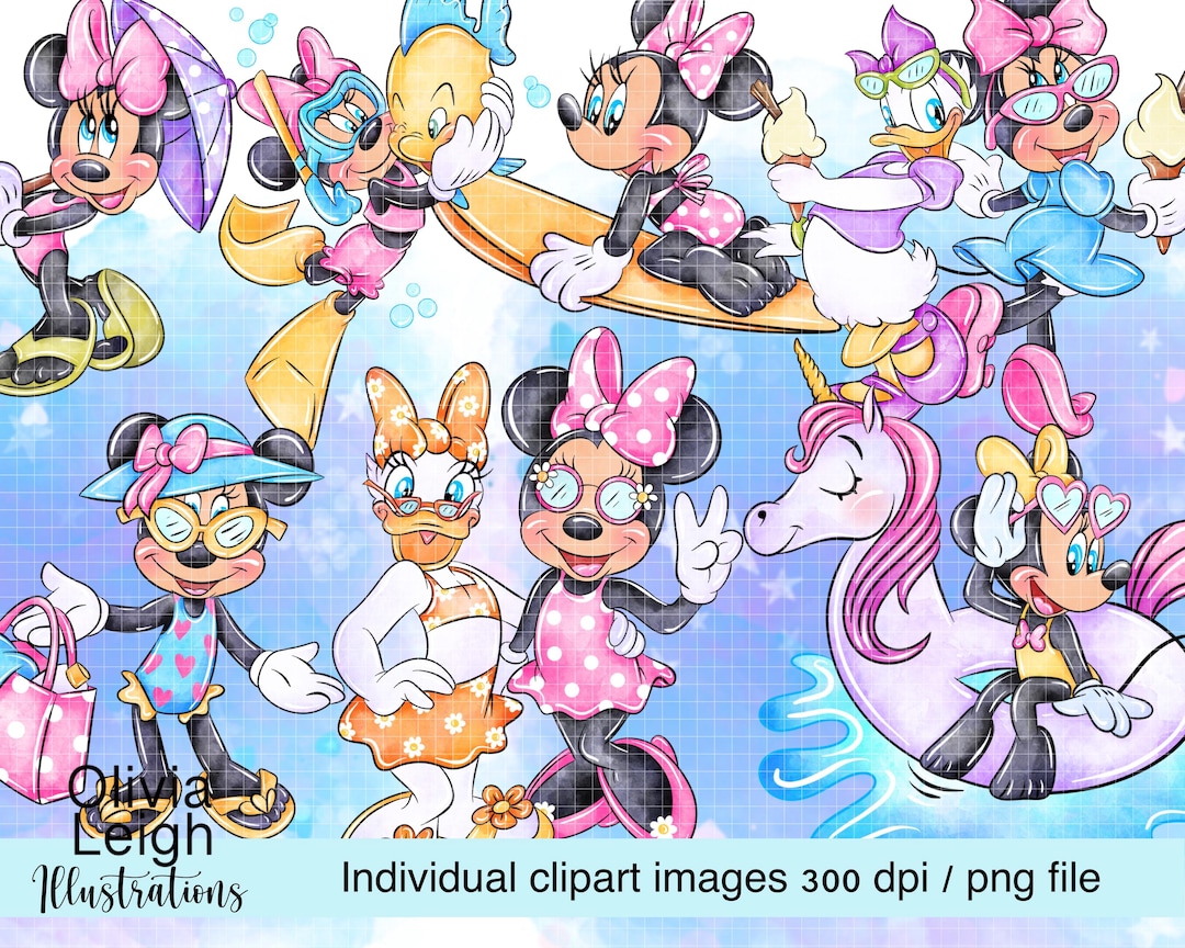Minnie Mouse and Friends Summer Time Holidays, Pool Party Clipart Set ...