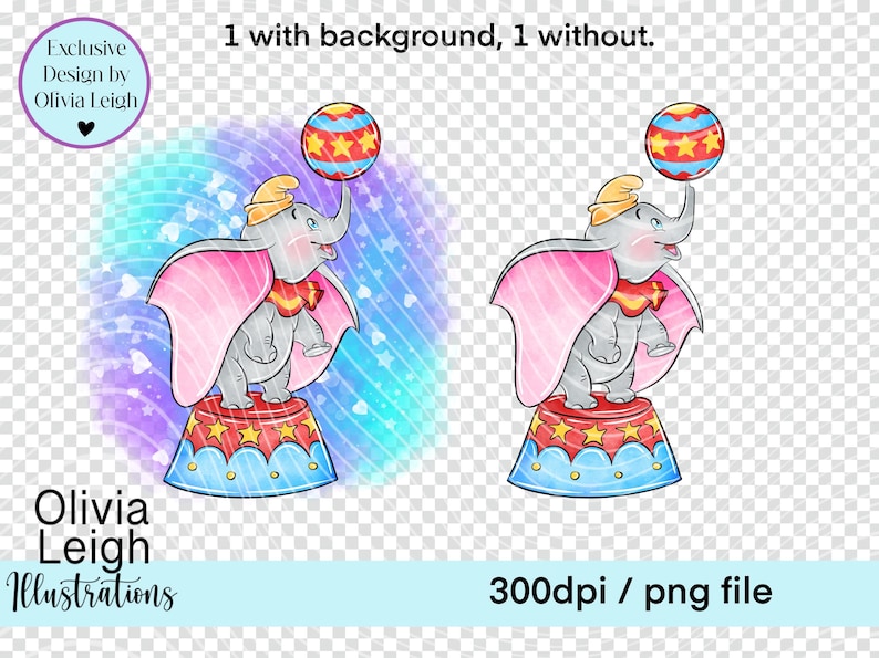 Mickey, Minnie and Friends, Dumbo Circus Watercolour Clipart, Digital ...