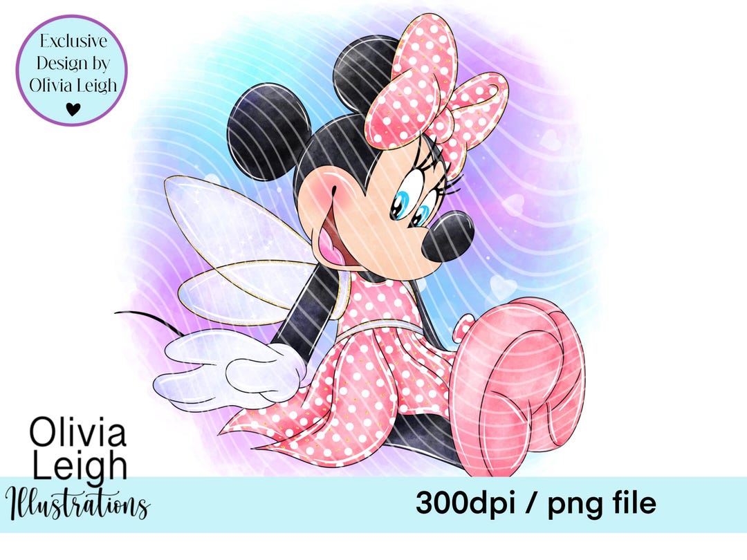 Minnie Mouse Fairy Watercolour Clipart, Digital Download Png Files - Etsy