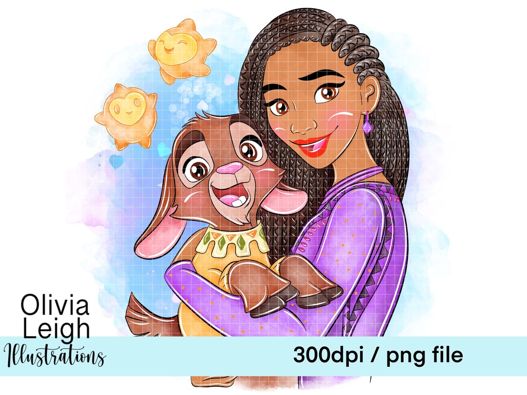 Princess Asha, Wish Cute Watercolour Clipart, Digital Download Png ...