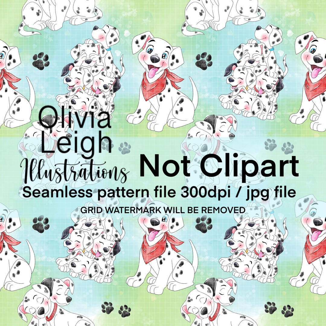101 Dalmatians Hand Drawn Watercolour Seamless Repeat Pattern, Digital Download - Etsy