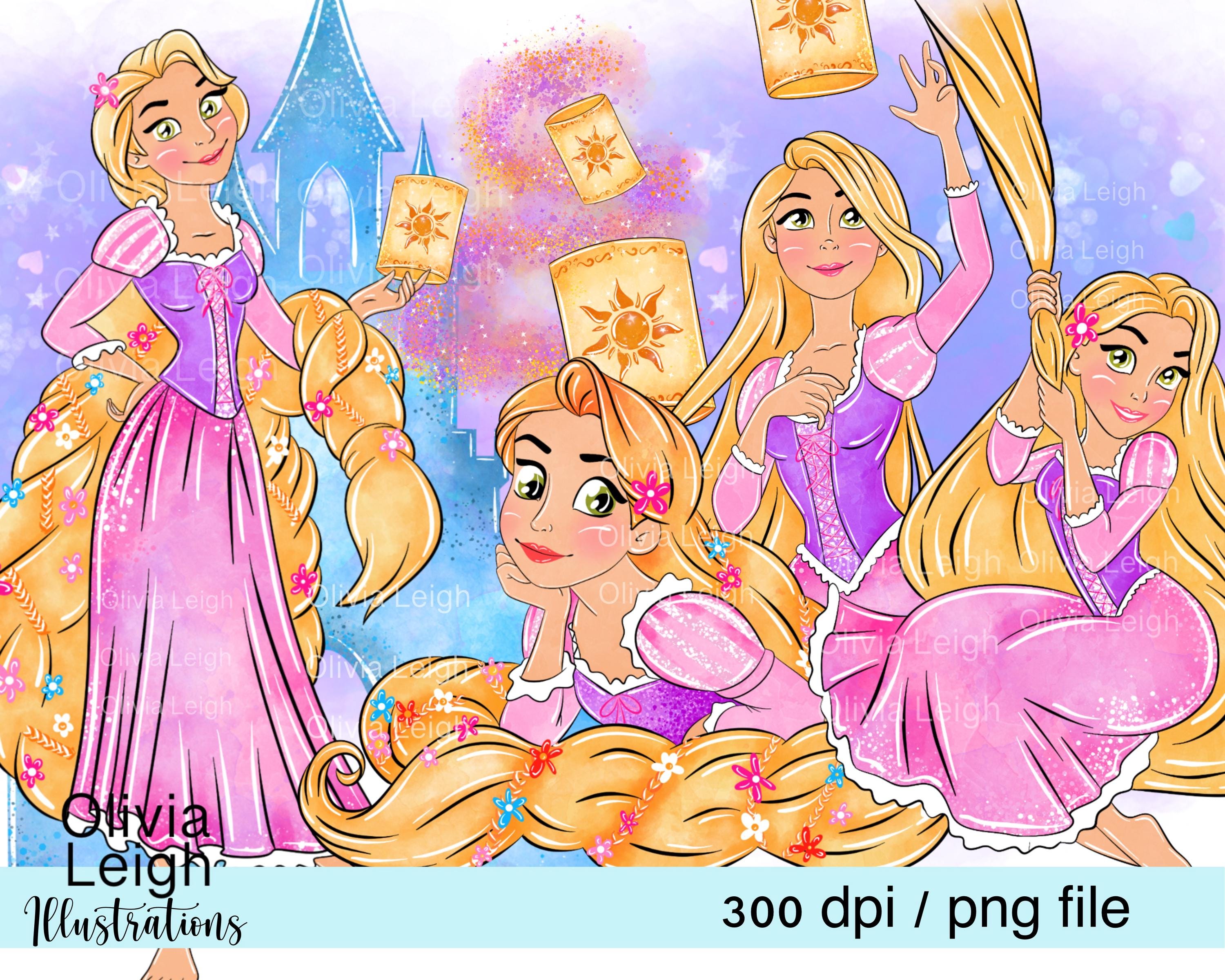 Princess Rapunzel, Tangled Cute Clipart Set, Digital Download Png Files ...