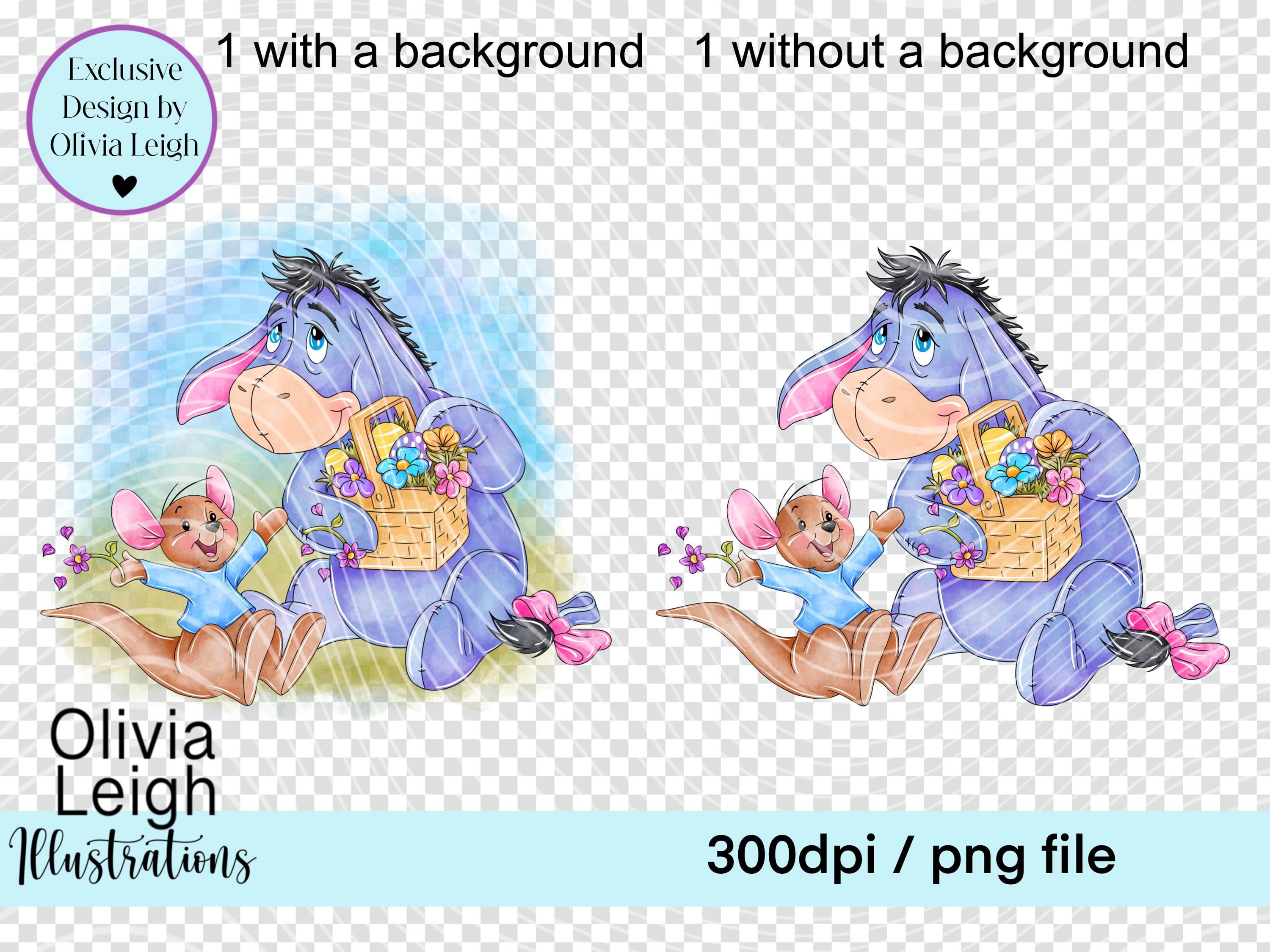 Winnie the Pooh, Eeyore and Roo Cute Watercolour Clipart, Digital ...