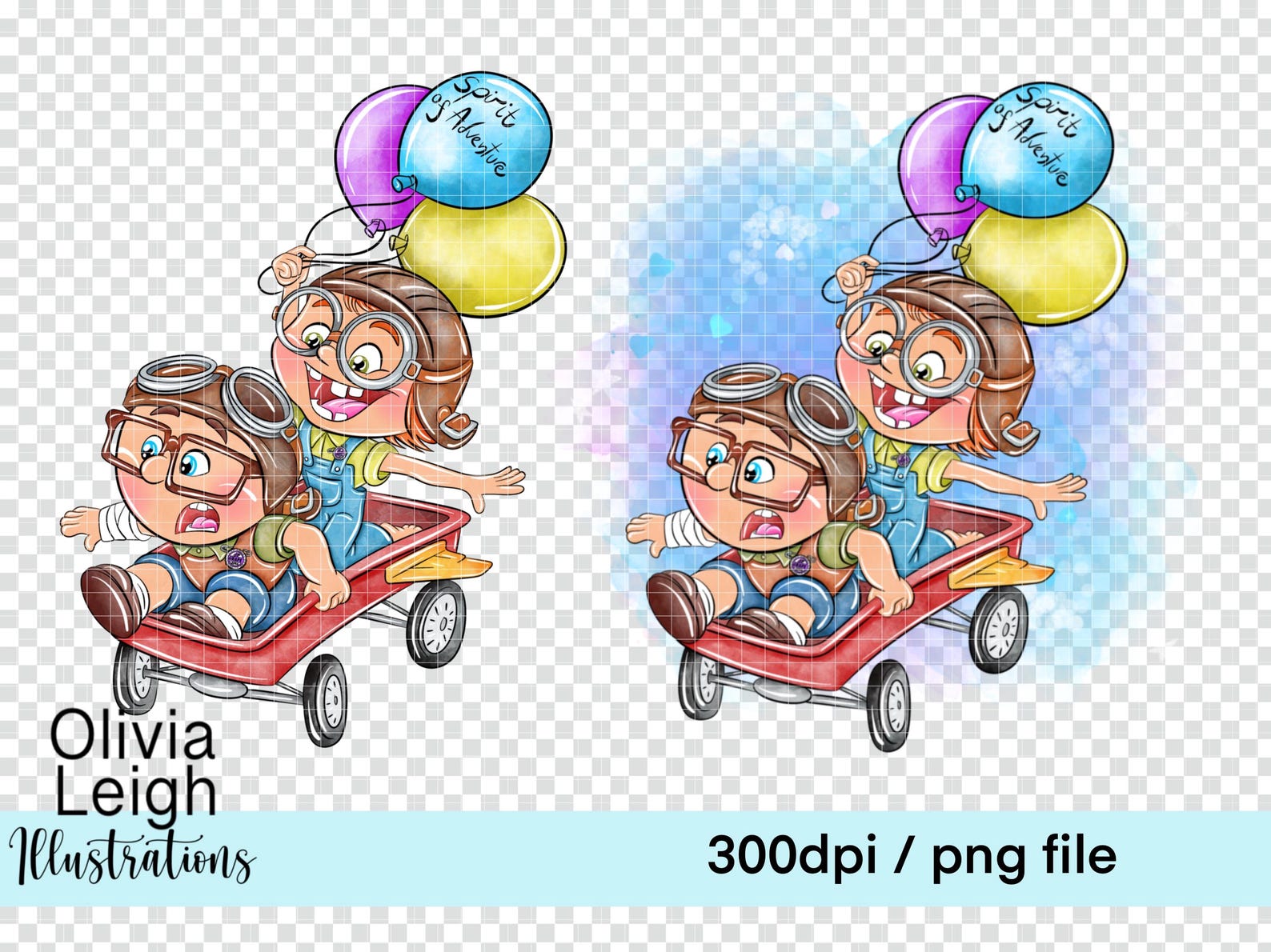 Up, Carl and Ellie, Balloon House, Cute Watercolour Clipart, Digital ...