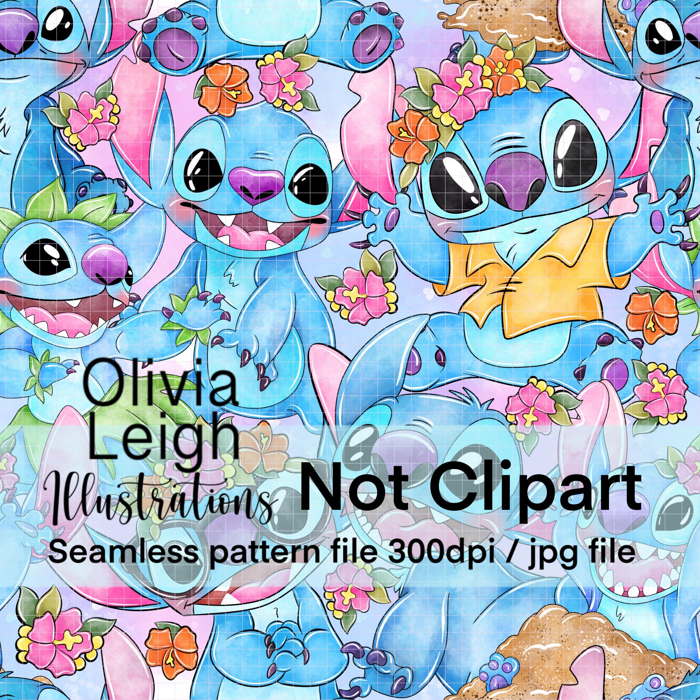 Lilo and Stitch Hand Drawn Watercolour Seamless Repeat Pattern, Digital ...