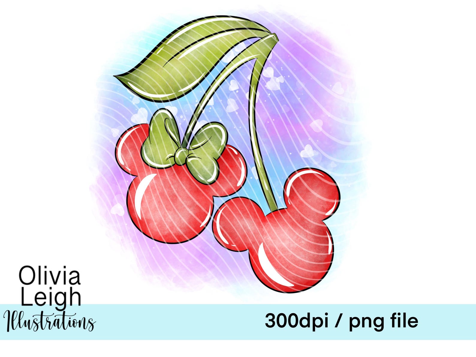 Mickey and Minnie Mouse, Valentines Day, Cherries, Watercolour Clipart ...