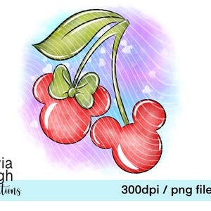 Mickey and Minnie Mouse, Valentines Day, Cherries, Watercolour Clipart ...