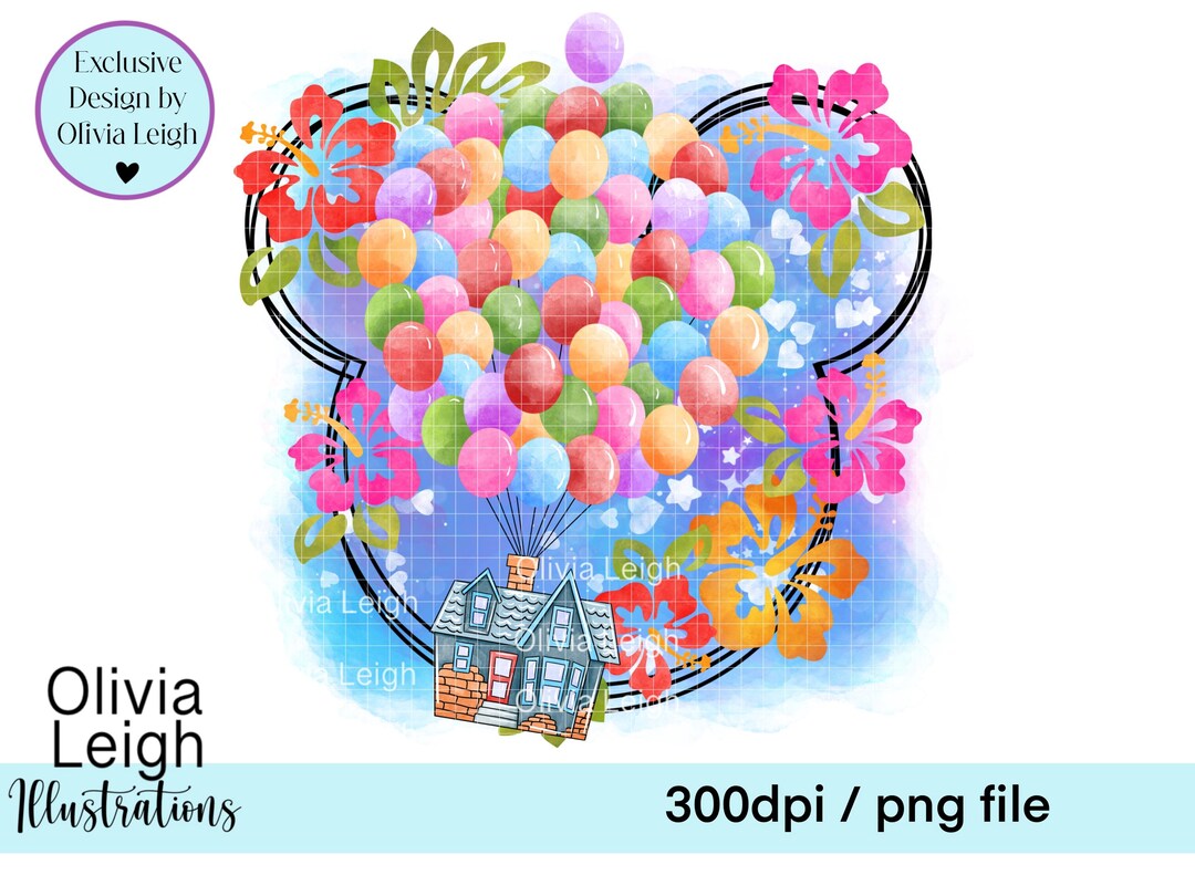 Up, Carl and Ellie, Balloon House Floral Cute Floral Watercolour ...