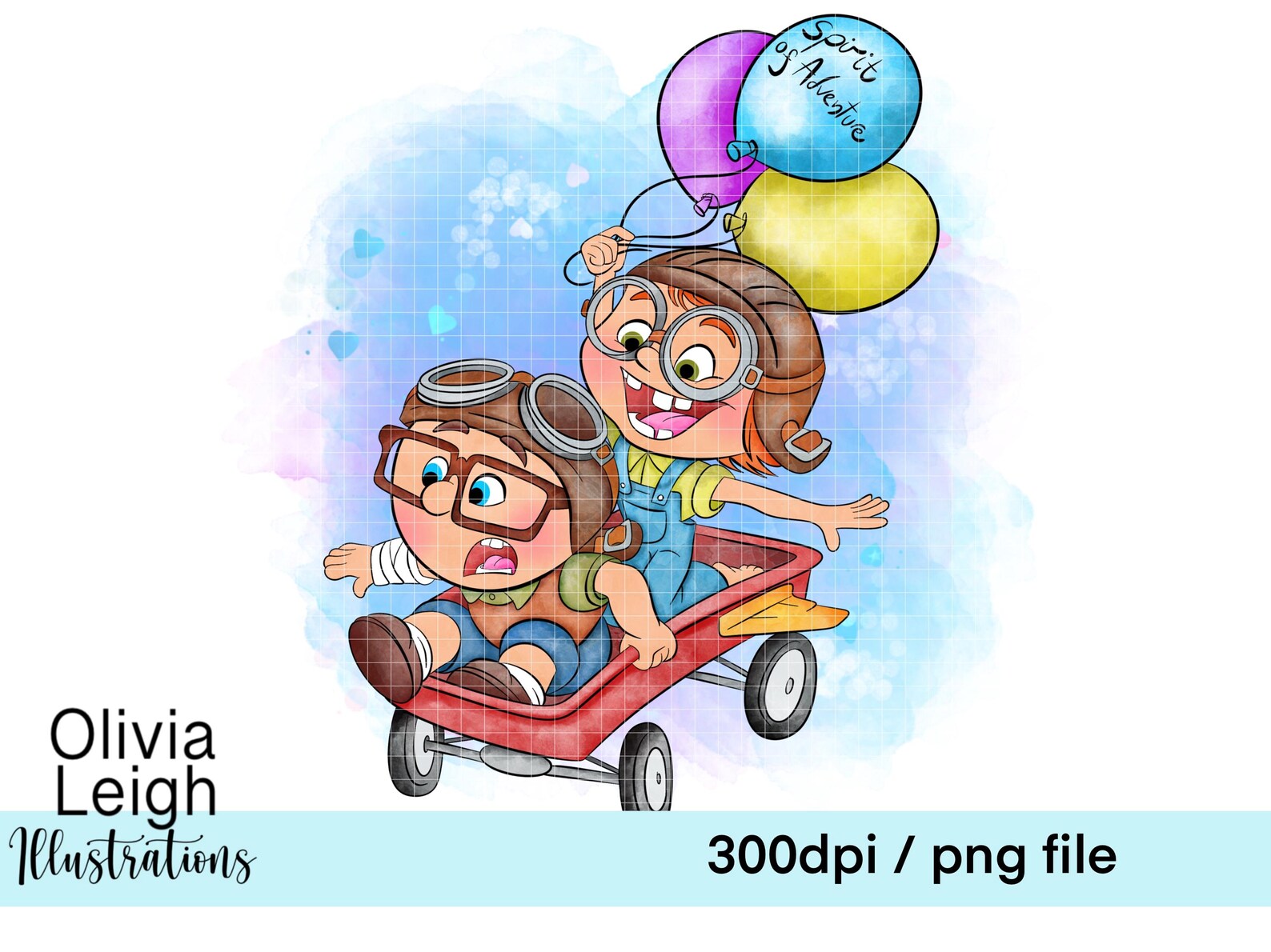 Up, Carl and Ellie, Balloon House, Cute Watercolour Clipart, Digital ...
