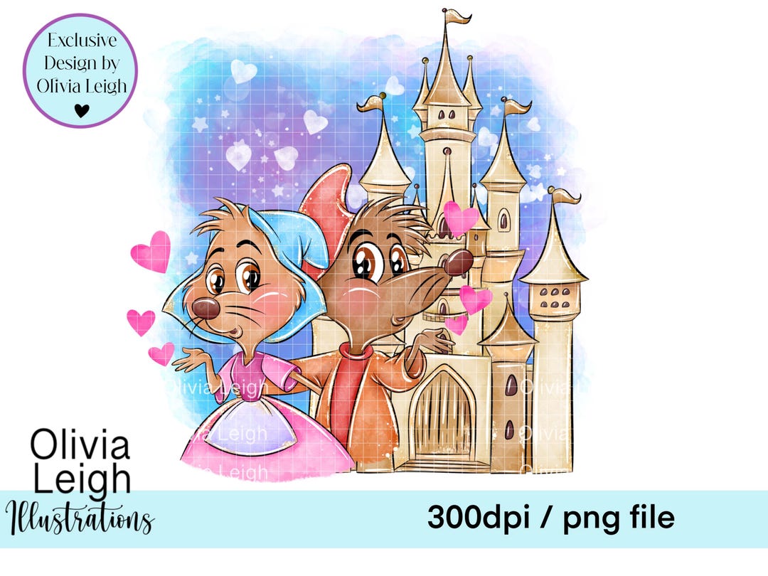 Princess Cinderella's Mice, Jaq and Gus, Watercolour Clipart, Digital ...