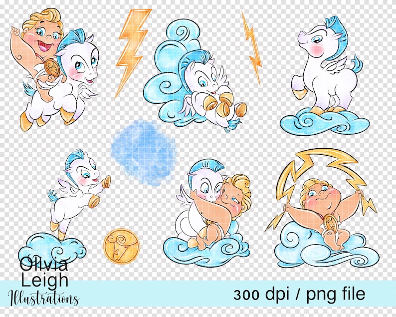 Baby Toddler Hercules Hero Watercolour Clipart Set Digital Download