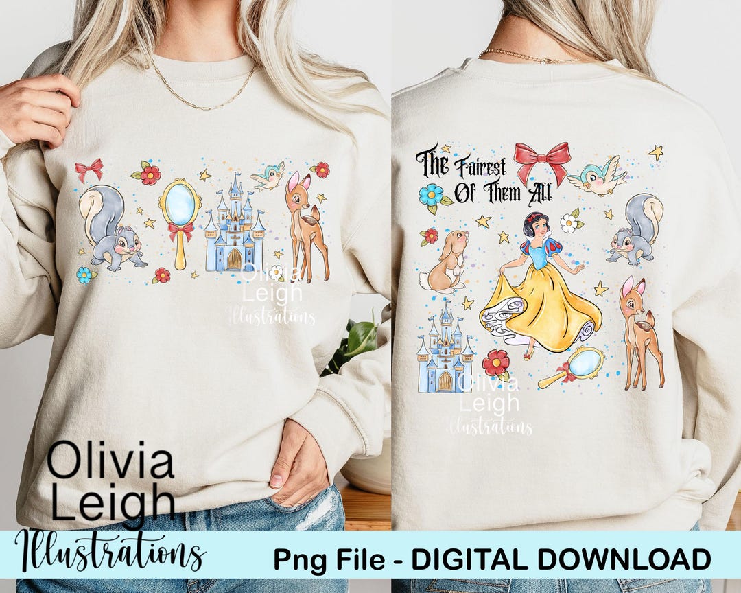 Princess Snow White Shirt Design Watercolour Clipart, Digital Download ...
