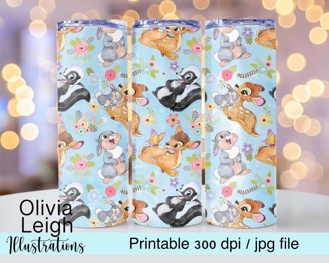 Bambi Hand Drawn 20oz Skinny Tumbler Cup Wrap, Digital Download - Etsy