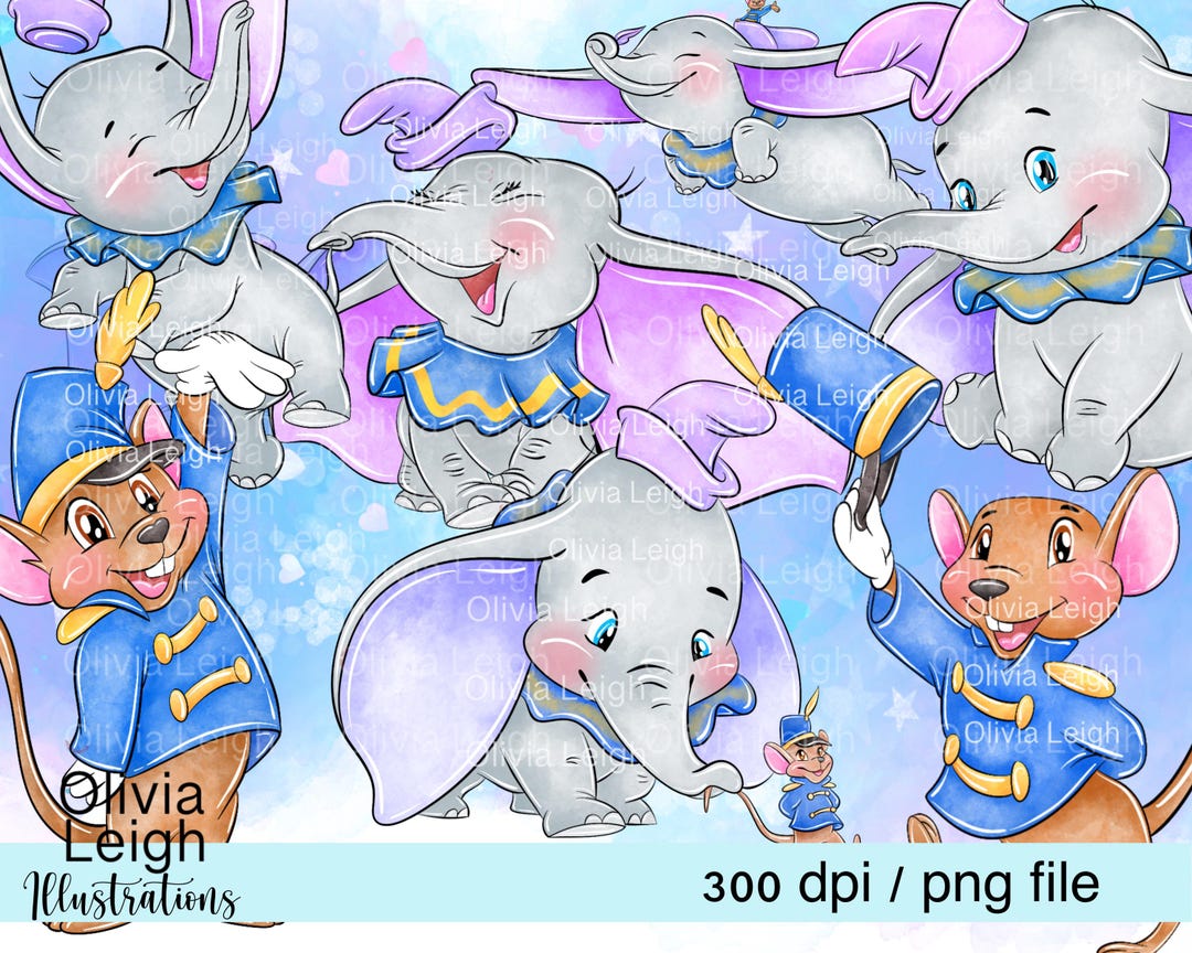 Baby Dumbo Watercolour Clipart Set, Digital Download Png Files - Etsy