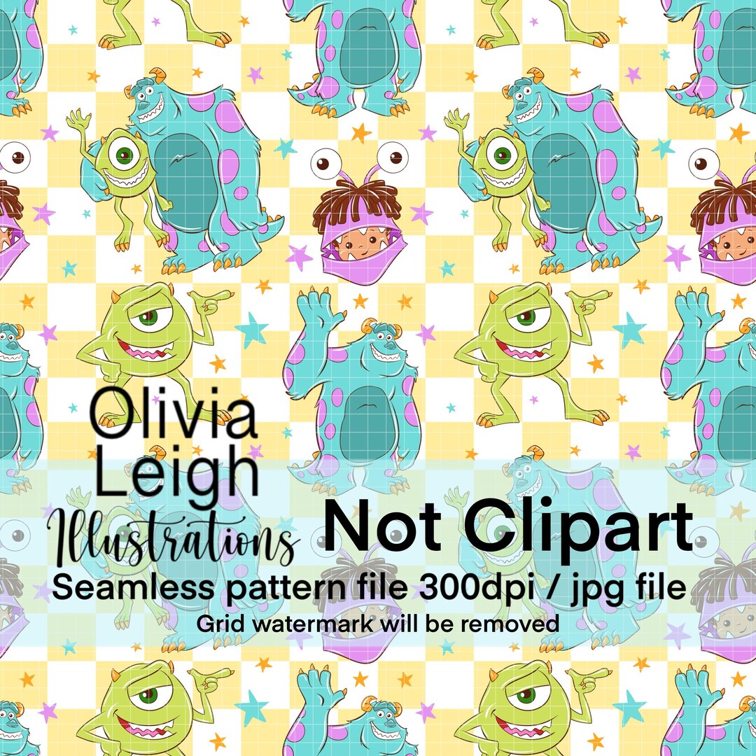Monsters Inc Hand Drawn Seamless Repeat Pattern, Digital Download - Etsy