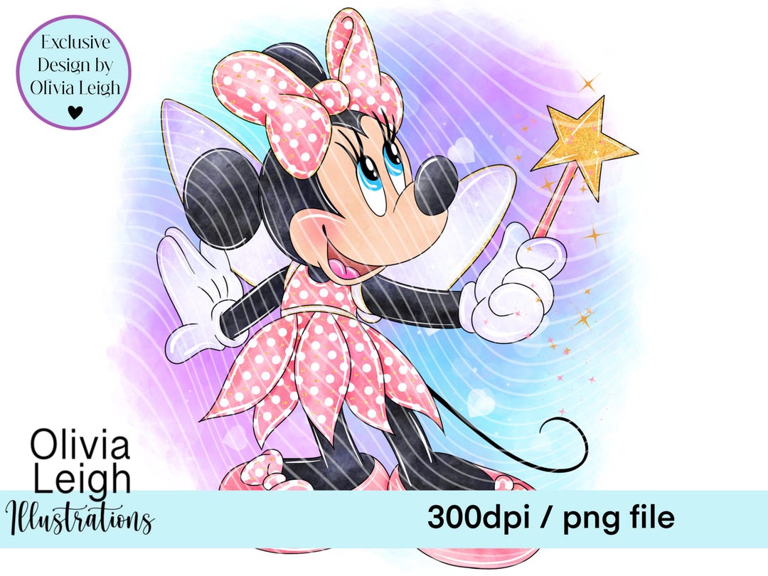 Minnie Mouse Fairy Watercolour Clipart, Digital Download Png Files - Etsy