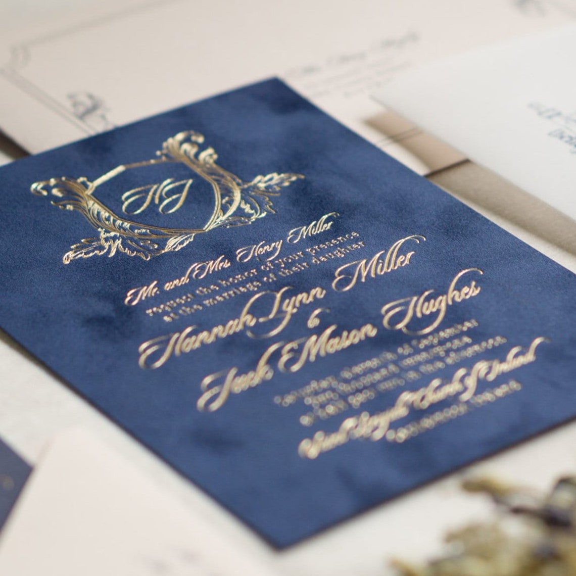 Raised Foil Luxury Invitations on Velvet Suede (soft Touch) Luxurious ...