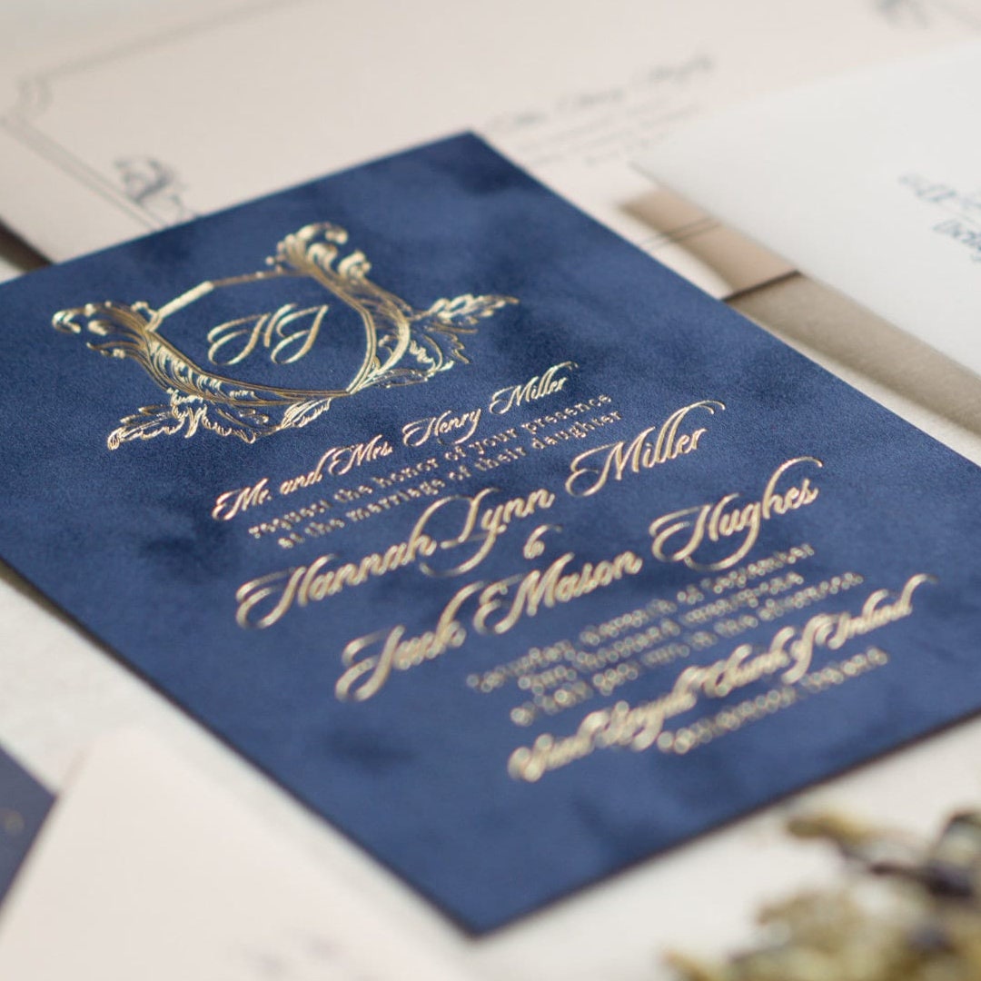 Raised Foil Luxury Invitations on Velvet Suede (soft Touch) Luxurious ...