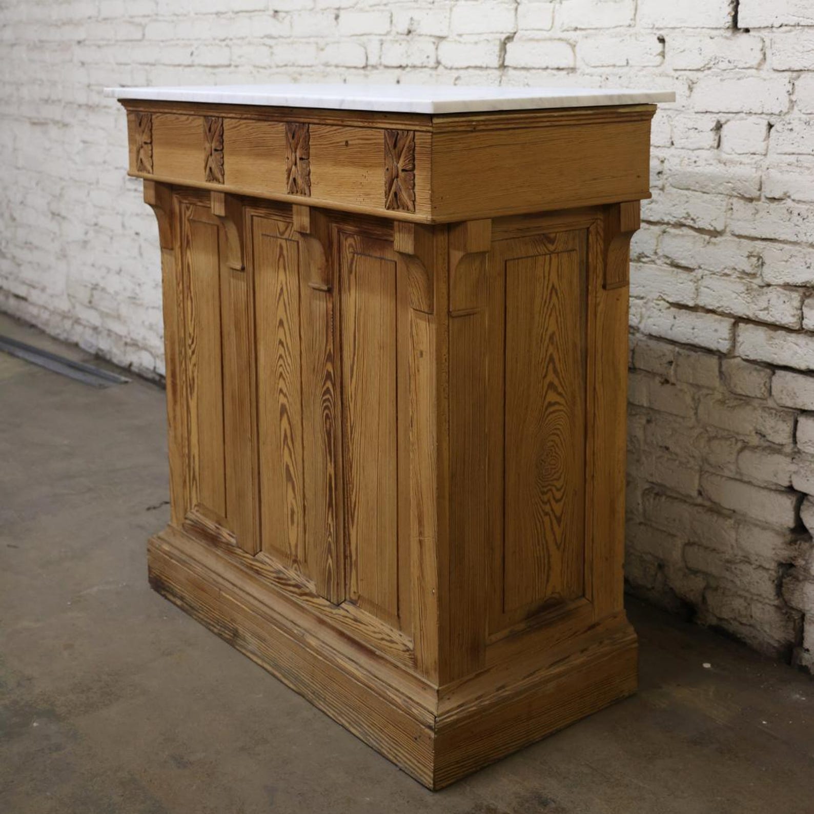 1900s French Wooden Bar With Marble Top - Etsy