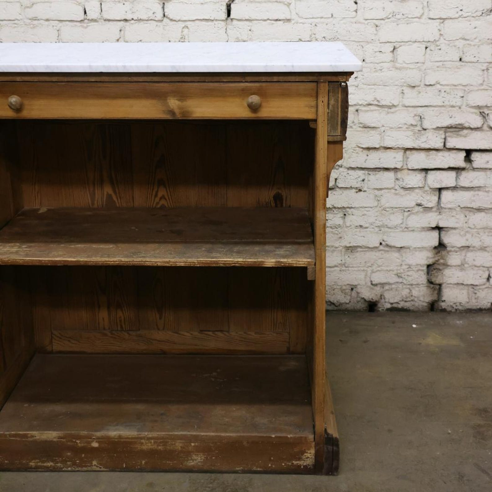 1900s French Wooden Bar With Marble Top - Etsy