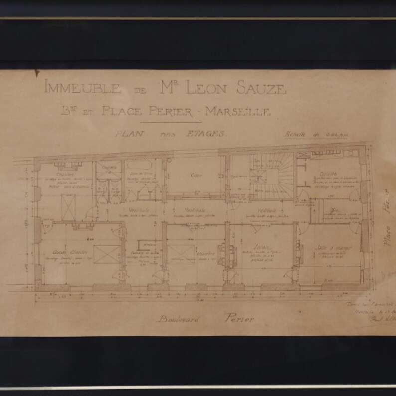 Early 1900's French Architectural Drawing - Horizontal M - Etsy