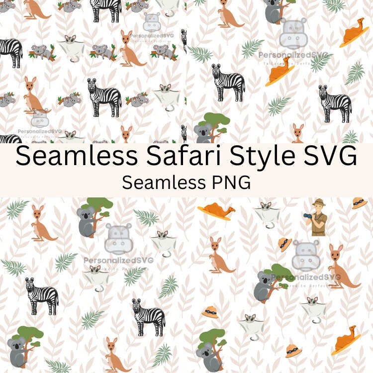 Safari SEAMLESS BUNDLE SVG, Png, Digital Pattern, Cricut, Instant ...