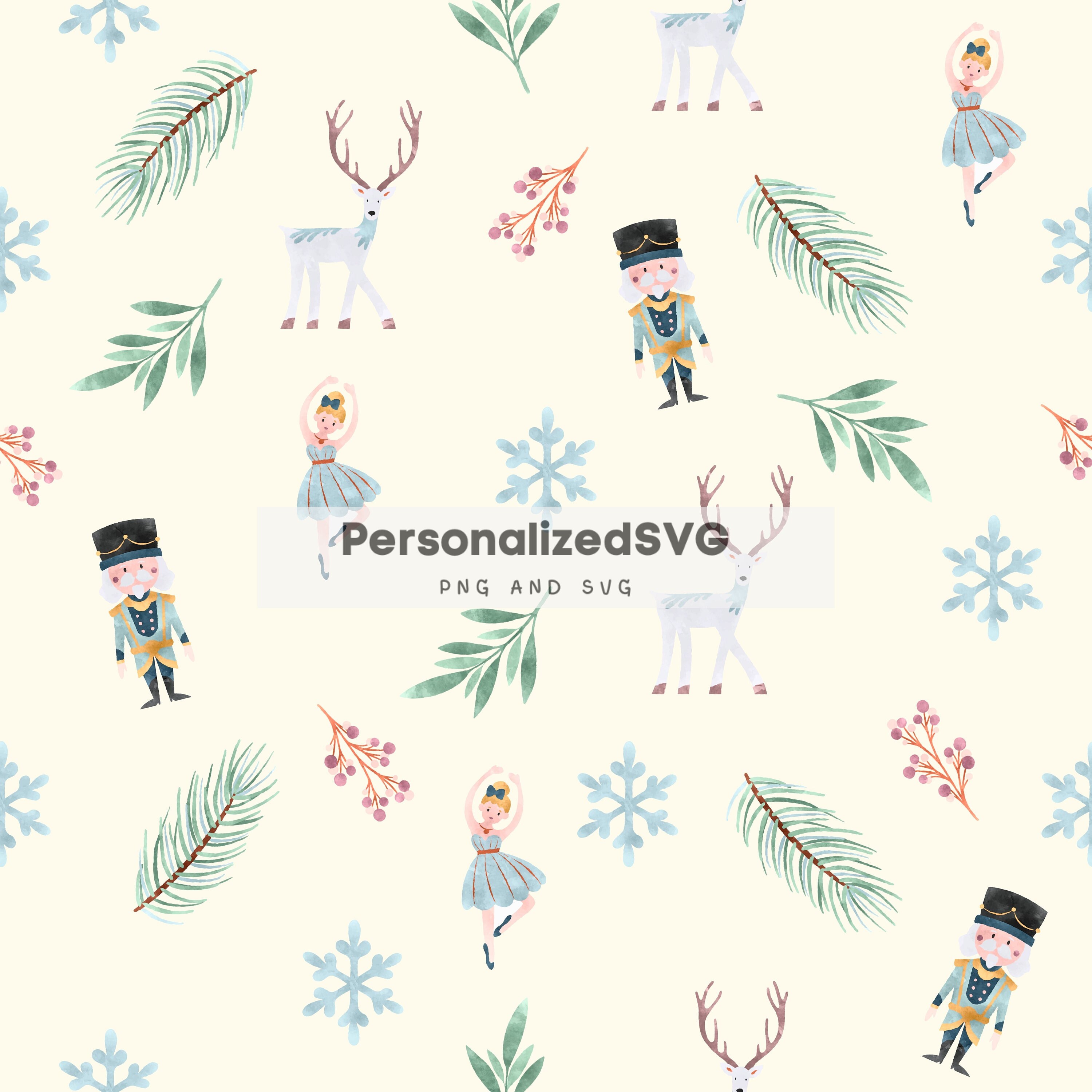 Nutcracker Seamless Background PNG, Christmas Background for Scrapbooking, Graphic Design ...