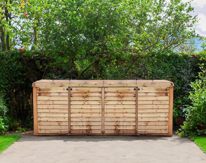 Quad Wheelie Bin Store, Treated Timber, 3.290m Wide X 1.35m High X 0 ...