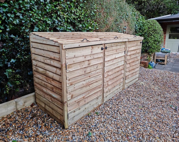 Triple Bin Store, Treated Timber, 2.445m Wide X 1.35m High X 0.845m ...