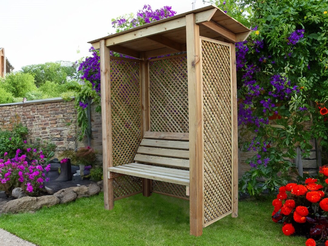 The Garden Trellis Arbour Seat, Pressure Treated, Top Quality Seating ...