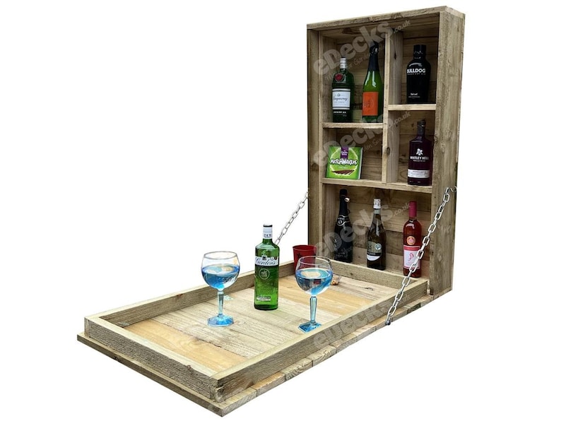 Treated Timber, Fold Out, Wall Mounted Drinks Bar, Garden Decoration ...