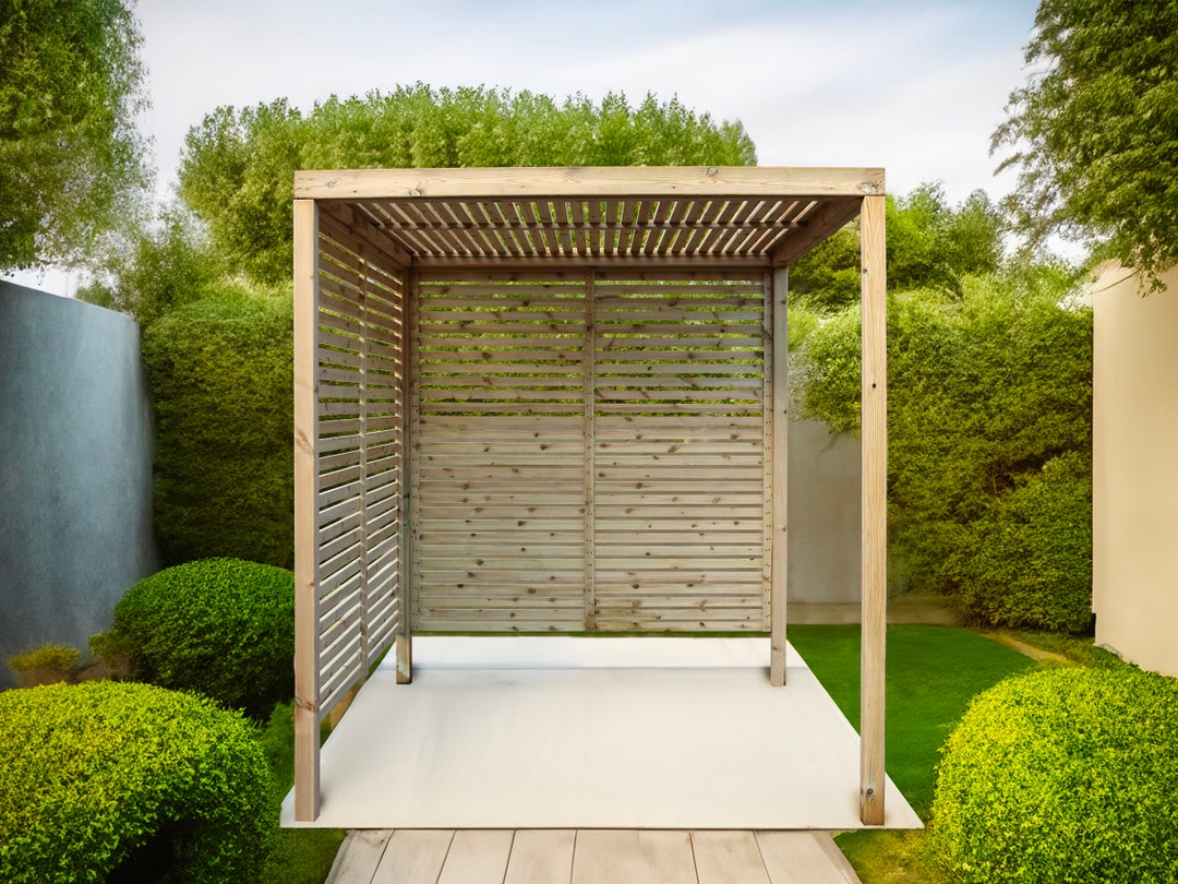 PSE Slatted Privacy Panel Wooden Gazebo Kit, 1.95m X 1.95m, Pressure ...