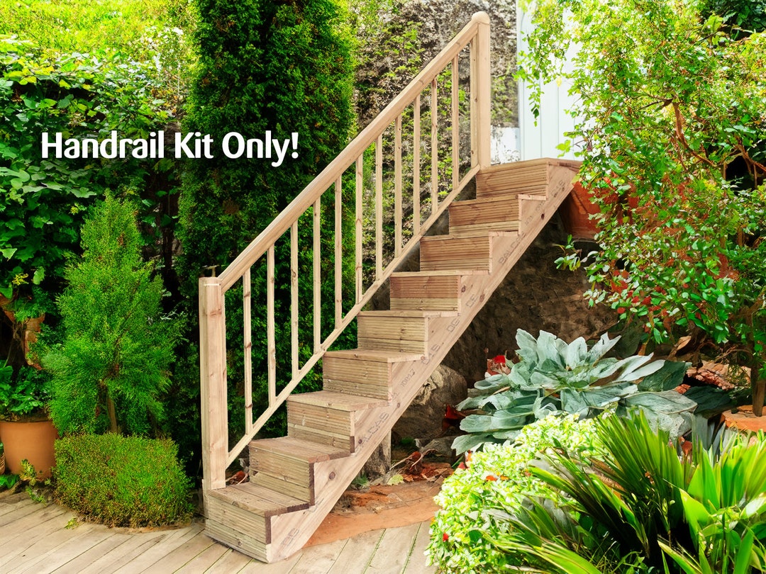Exterior Garden Timber Handrail Kit for Steps, Pressure Treated ...