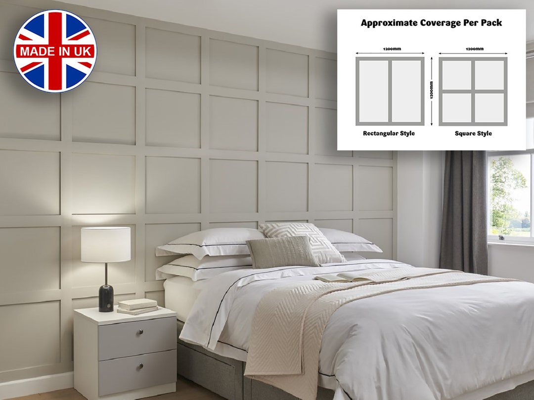 Pack of 6 X MDF Wall Panelling Strips, Multiple Sizes, Shaker Style ...