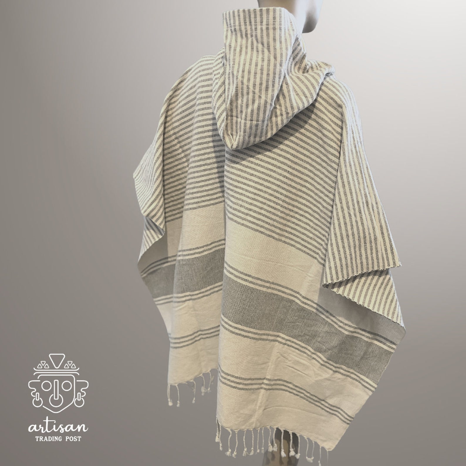 Handwoven Boat Poncho | Stone Grey - Etsy