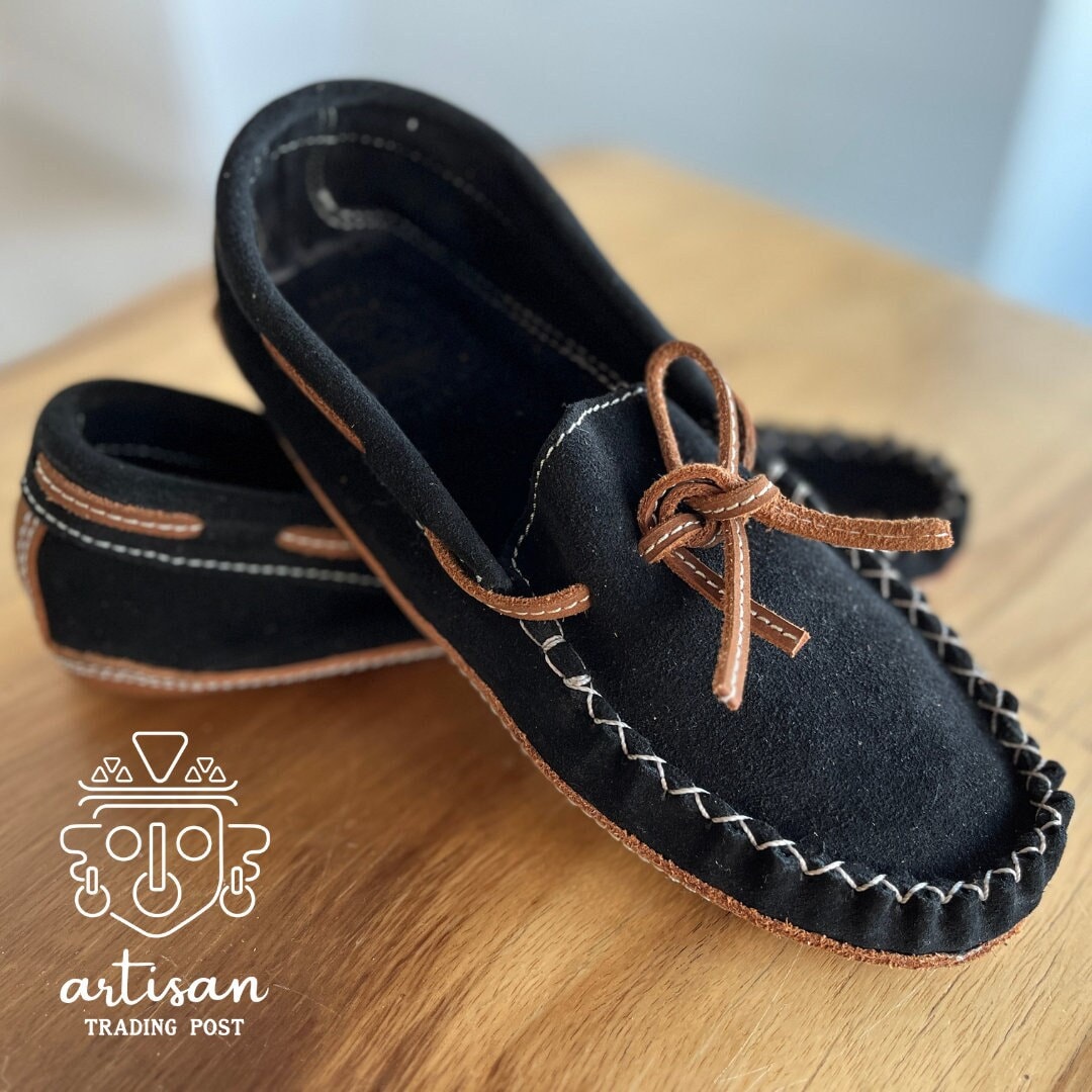 Handmade Suede & Leather Moccasin | Midnight Black - Etsy