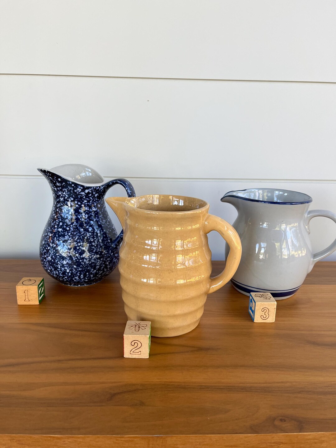 Vintage Medalta Ribbed Pitcher Medium Ochre Pottery Canadian Stoneware ...