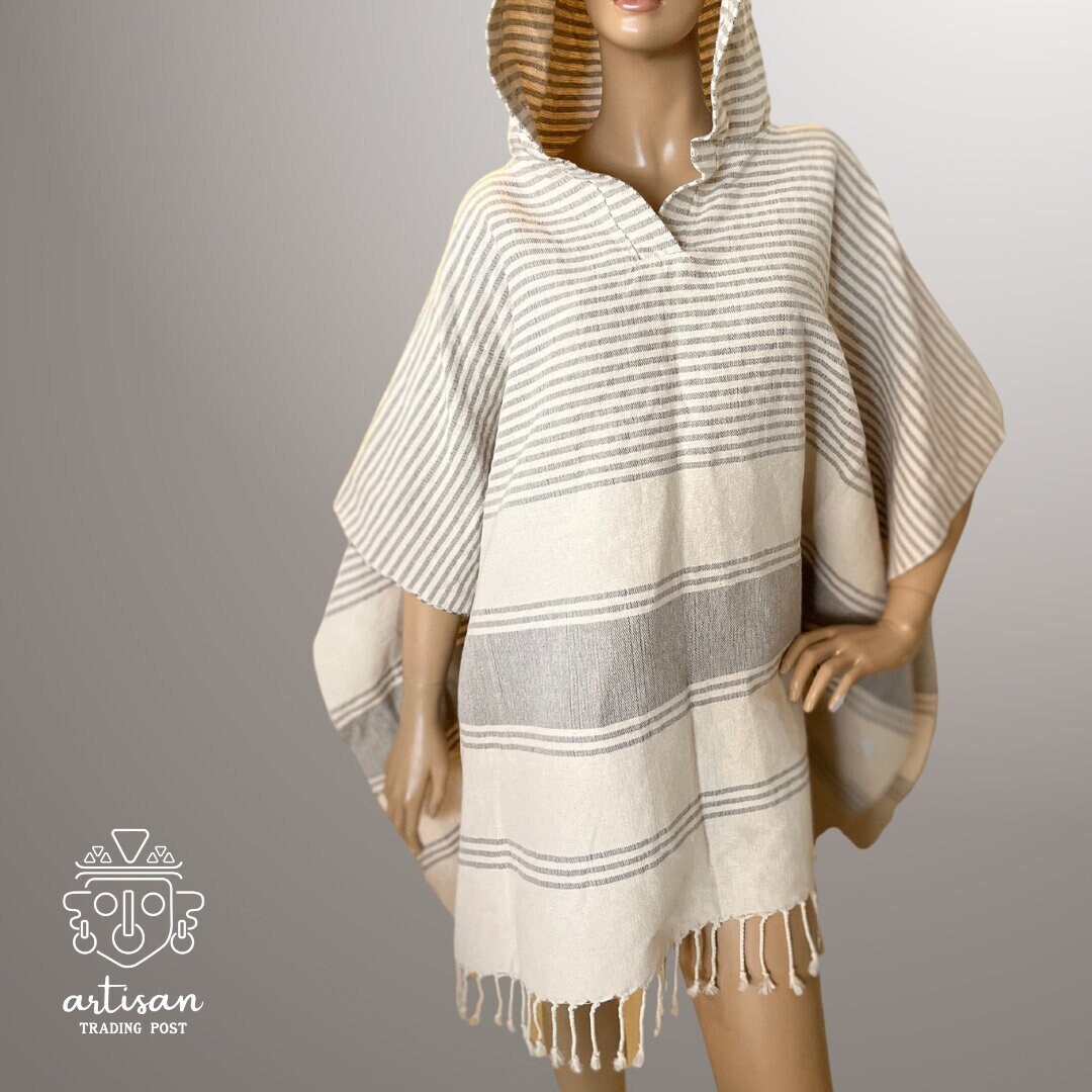 Handwoven Boat Poncho | Stone Grey - Etsy