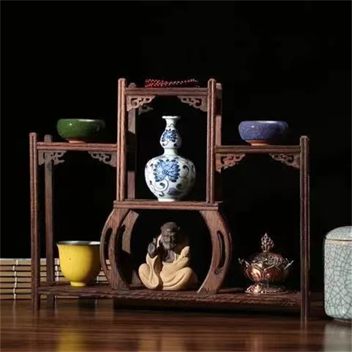 Chicken Wings Wooden Antique Frame Chinese Small Multi-treasure ...